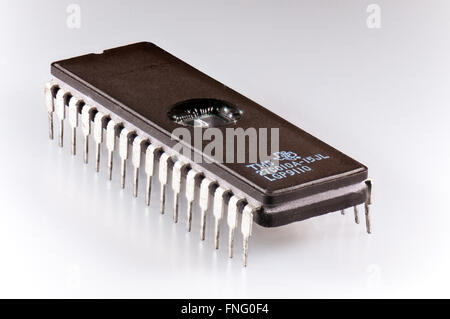 Memory chip, EPROM, on a silicon computer wafer. The silicon die ...