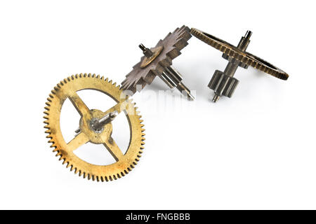 three cogwheels isolated on white Stock Photo - Alamy
