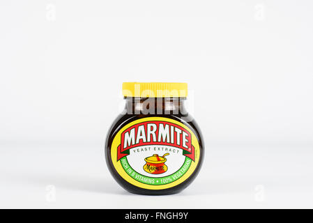 Large jar of Marmite photographed against a white background Stock ...
