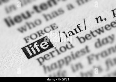 Definition of word life in dictionary Stock Photo - Alamy