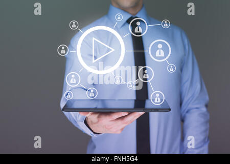 A computer screen as a video clip shows a digital likeness of Lee Geon ...