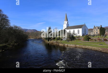 The White Church and River Earn Comrie Scotland March 2016 Stock Photo ...