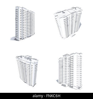 3d rendering of modern multi-storey residential building isolated on ...