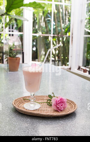 Lychee Smoothie wiith Beautiful Pink Rose Stock Photo - Alamy