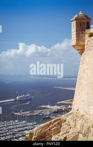 View from the castle of Santa Barbara in Alicante, Andalusia - Spain ...