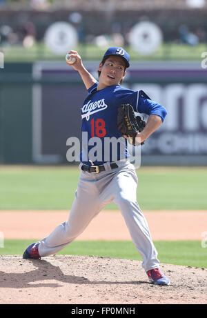 Glendale, Arizona, USA. 15th Mar, 2016. Kenta Maeda (Dodgers) MLB ...