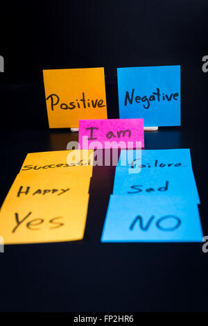 concept of duality using sticky notes with antonyms on a hand made sea ...