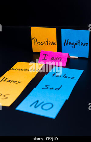 concept of duality using sticky notes with antonyms on a hand made sea ...