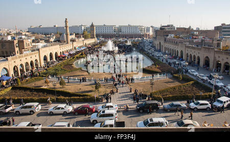 Arbil City centre with The Fountain Square and the Citadel in ...