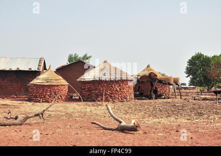 Round brick huts near Grottes de Nok in Togo in rural Western Africa ...