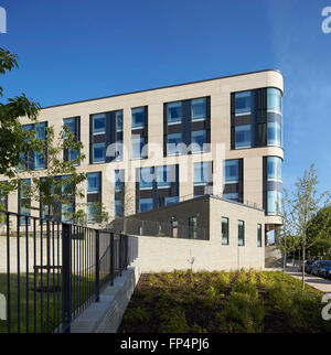 Oblique view of facade. Southmead Hospital, Bristol, United Kingdom ...