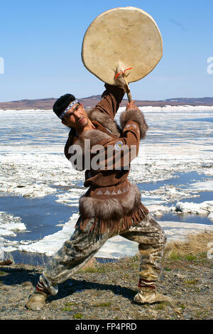 Chukchi man dancing a folk dance Stock Photo - Alamy