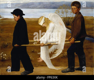 Hugo Simberg painting, The Wounded Angel, oil on canvas, 1903 Stock ...