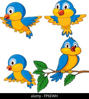 Comic pigeon bird characters set isolated on white background. Vector ...