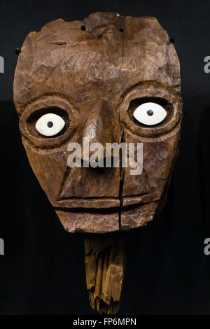 Wari funerary wooden mask 500 AD-900 AD.Pachacamac. Lima . Peru Stock ...