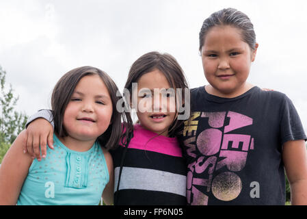 Cree Native Girls Northern Quebec next To James Bay Canada Stock Photo ...