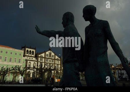 Monument to the Azorean Emigrants. Ponta Delgada. Sao Miguel island ...