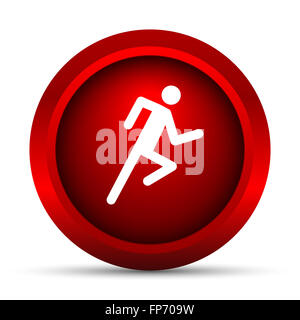 Running man icon. Internet button on white background Stock Photo - Alamy