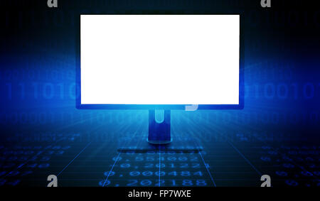 Monitor with blank screen and circles, technology concept Stock Photo ...