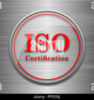 ISO certification icon. Internet button on white background Stock Photo ...