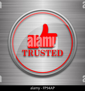 Trusted icon. Internet button on white background Stock Photo - Alamy