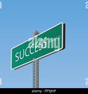 Image of a "Success Ahead" street sign against a blue sky background ...