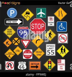 Image of various road signs isolated on a white background Stock Vector ...
