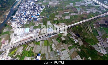 Rongjiang. 18th Mar, 2016. Aerial Photo taken on March 18, 2016 shows a ...