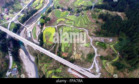 Rongjiang. 18th Mar, 2016. Aerial Photo taken on March 18, 2016 shows a ...
