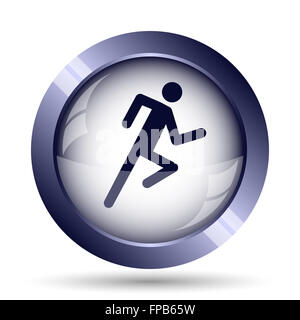 Running man icon. Internet button on white background Stock Photo - Alamy