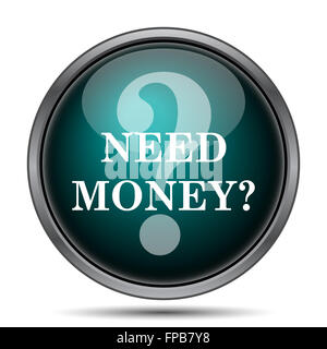 Need money icon. Internet button on white background Stock Photo - Alamy