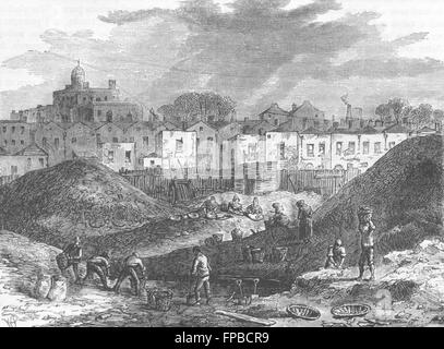 AGAR TOWN: The dust-heaps, Somers Town, in 1836. London, antique print ...