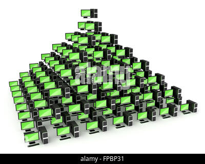 Pyramid - Corporate PC network concept. Shape assembled of computers ...