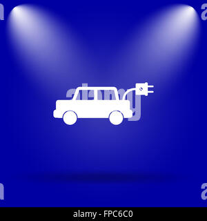 Car icon. Flat icon on blue background Stock Photo - Alamy