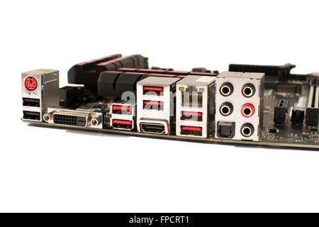 Input Output connections on a computer motherboard Stock Photo - Alamy