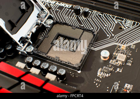 Computer Motherboard with empty and open CPU socket Stock Photo - Alamy