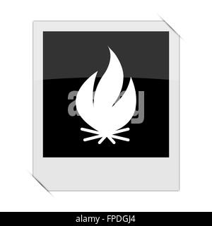 Fire icon within a photo on white background Stock Photo - Alamy
