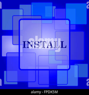 Install icon. Internet button on white background Stock Photo - Alamy