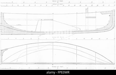 BOATS. Centre-board rowing sailing boat Iris. 'Iris 1891 old antique ...