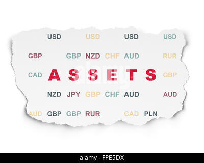 Money concept: Assets on Torn Paper background Stock Photo - Alamy
