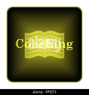 Coaching icon. Yellow internet button Stock Photo - Alamy