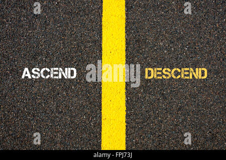 Antonym concept of ASCEND versus DESCEND Stock Photo - Alamy