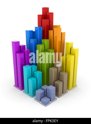 Colorful 3d block chart graph. High resolution render with candlesticks chart background Stock ...