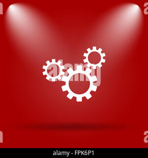 Settings icon. Flat icon on red background Stock Photo - Alamy