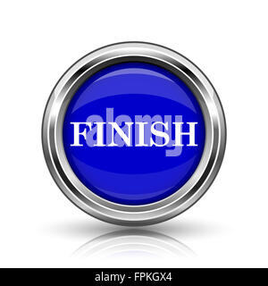 Finish icon. Shiny glossy internet button on white background Stock ...