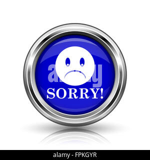 Sorry icon. Shiny glossy internet button on white background Stock ...