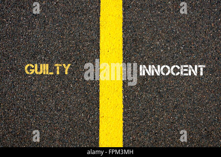 Antonym concept of GUILTY versus INNOCENT Stock Photo - Alamy