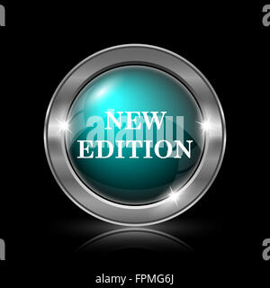 New edition icon. Metallic internet button on black background Stock ...