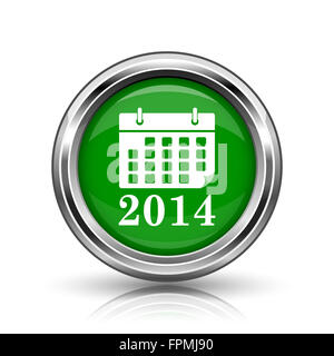 2014 calendar icon. Metallic internet button on black background Stock ...