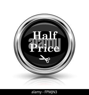 Half price icon. Metallic internet button on black background Stock ...